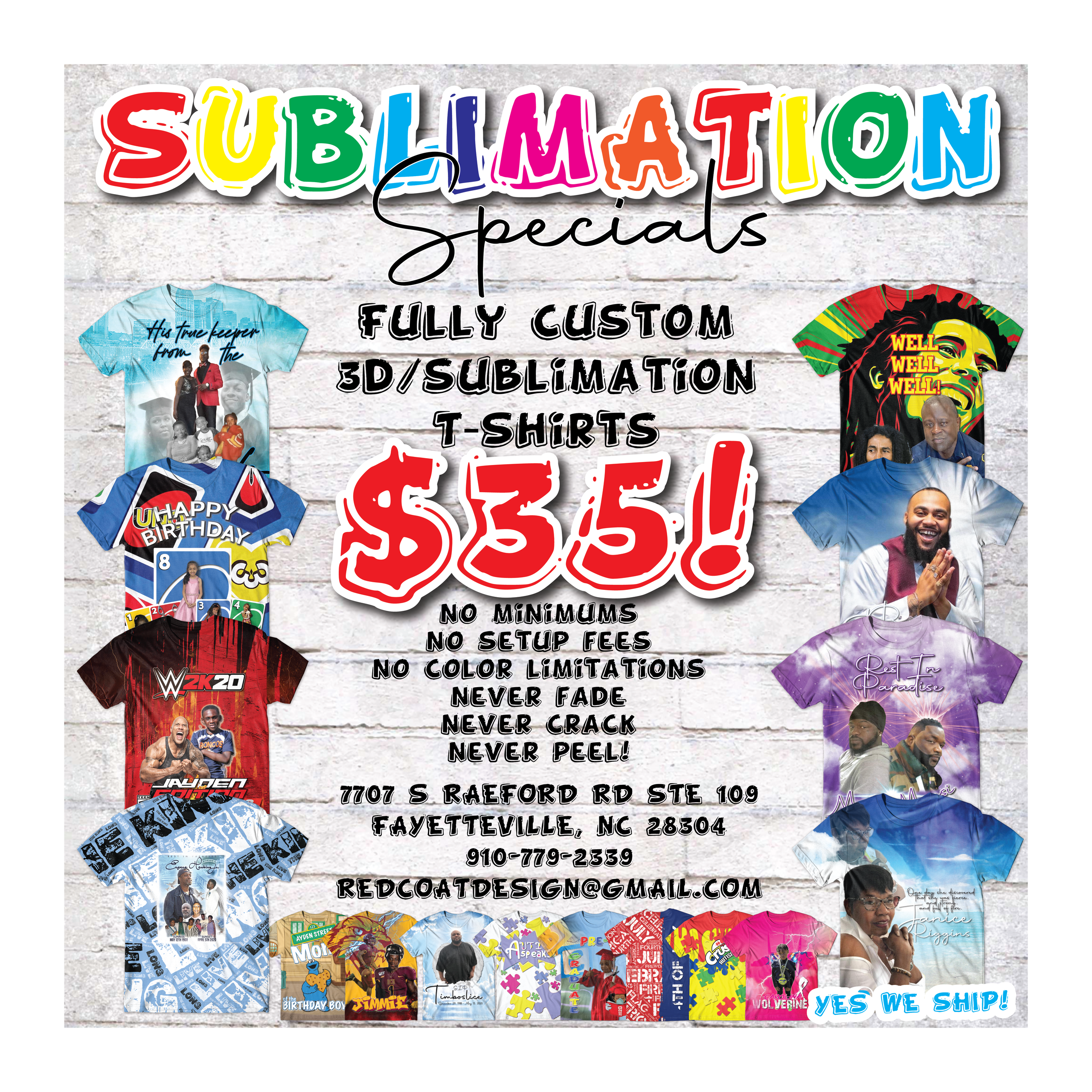 Custom 3D T-Shirts (Full Sublimation) | Red Coat Design Studio