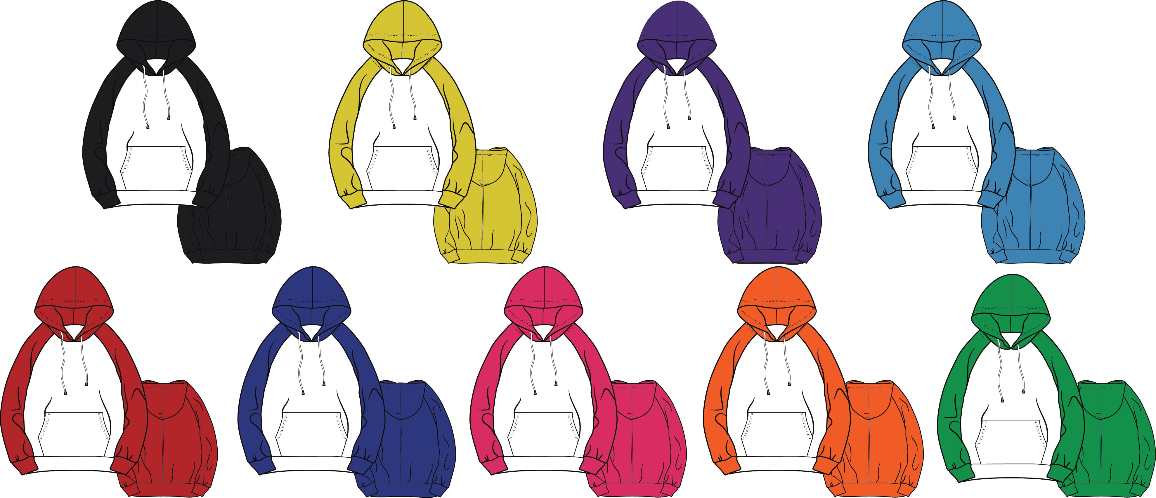 Adult Color Blast Hoodies V1- Sublimation Ready | Red Coat Design Studio