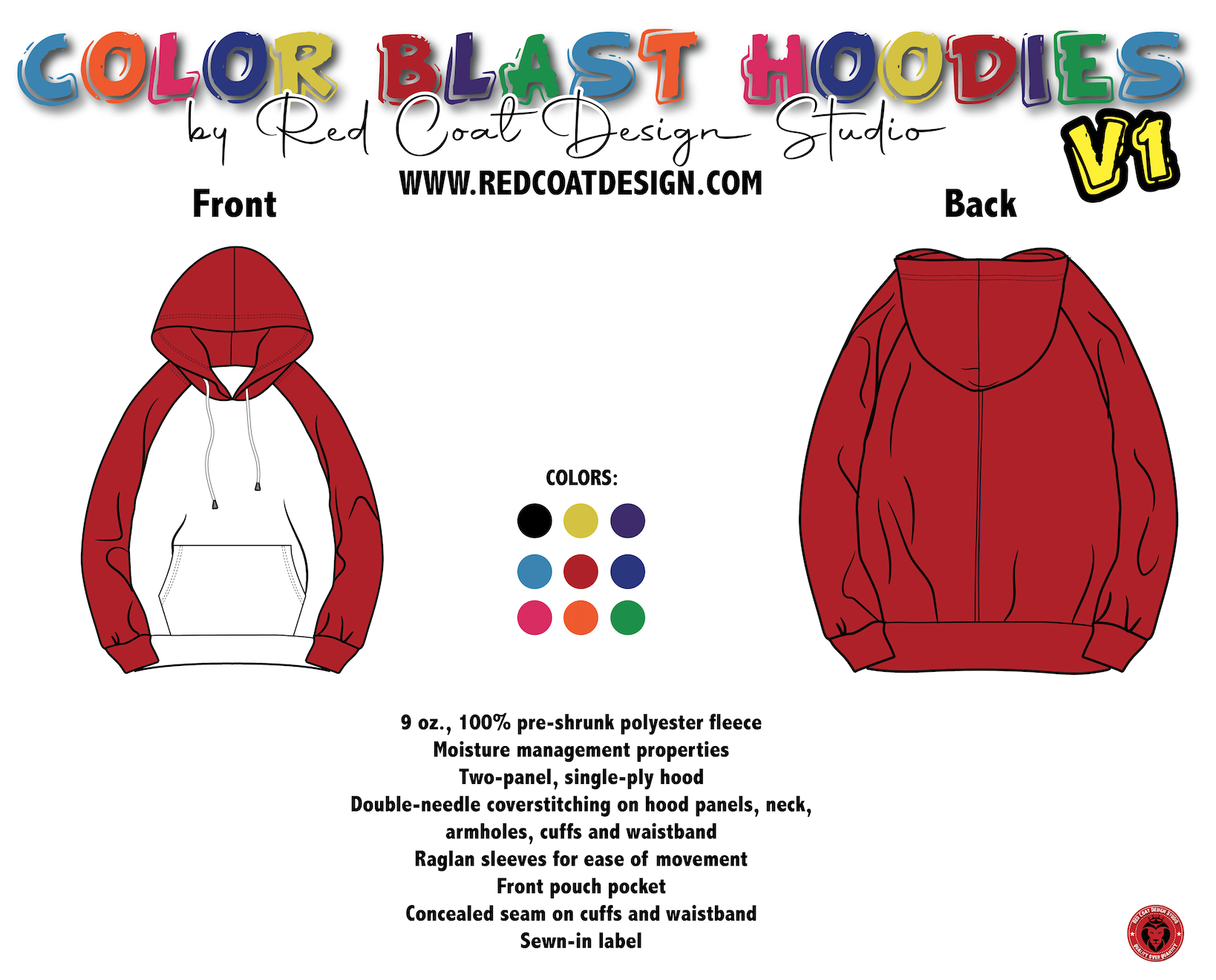 "Crop Top" Adult Color Blast Hoodies V1- Sublimation Ready | Red Coat ...