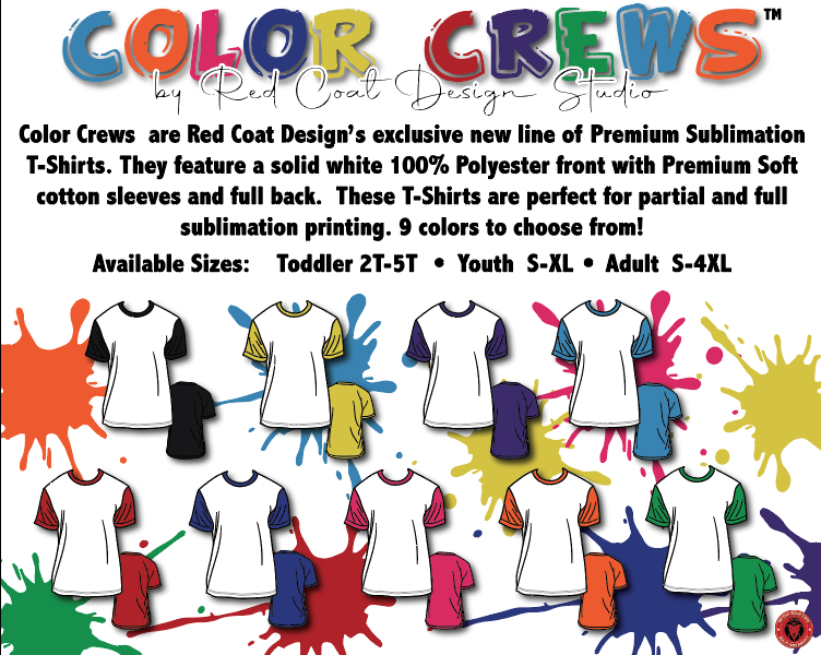 Color Crews™ Premium Sublimation T-shirts - Adult | Red Coat Design Studio