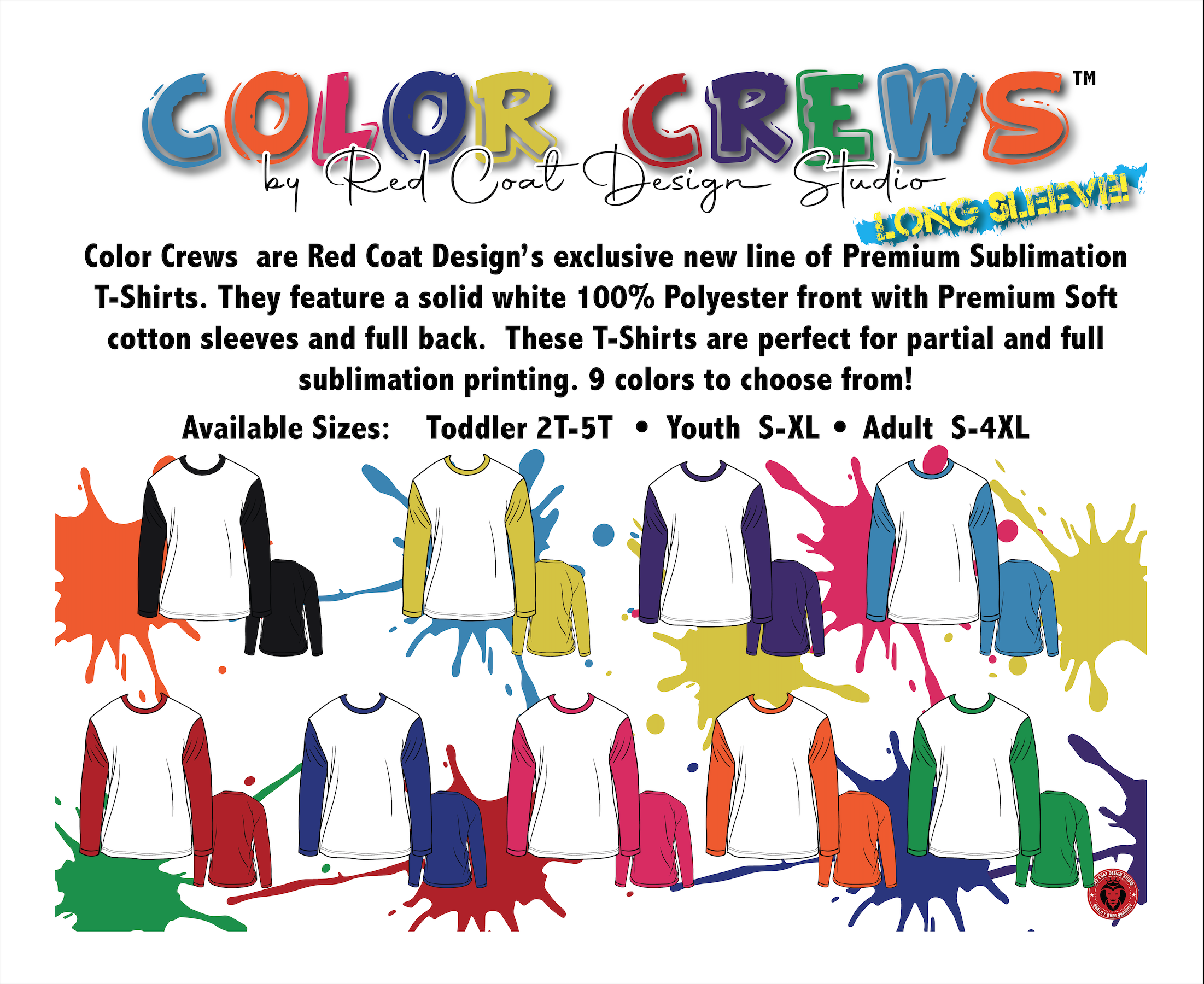 Color Crews™ Premium Sublimation T-shirts - Adult | Red Coat Design Studio